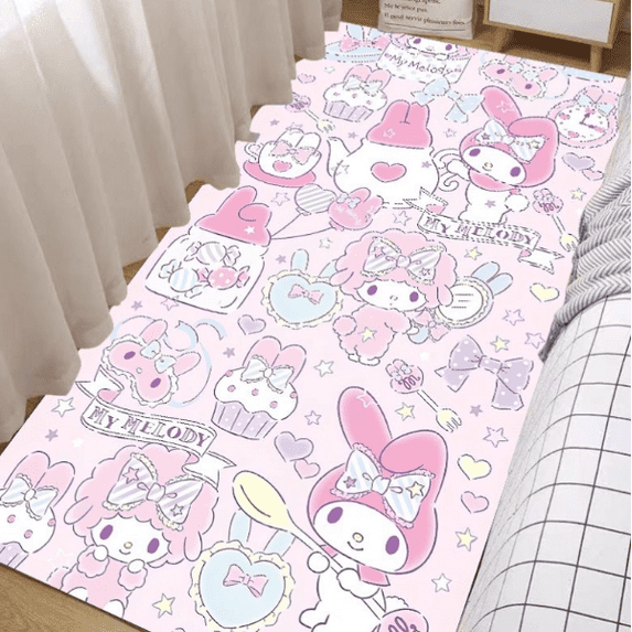 Cute Kuromi Cartoon Sanrio Carpet Rug for Bedroom Living Room Home Sofa ...