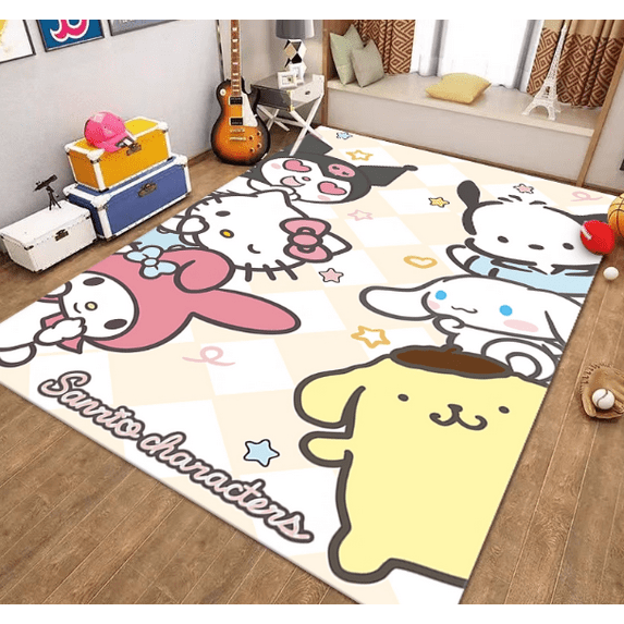 Cute Kuromi Cartoon Sanrio Carpet Rug for Bedroom Living Room Home Sofa ...