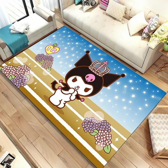 Cute Kuromi Cartoon Sanrio Carpet Rug for Bedroom Living Room Home Sofa ...
