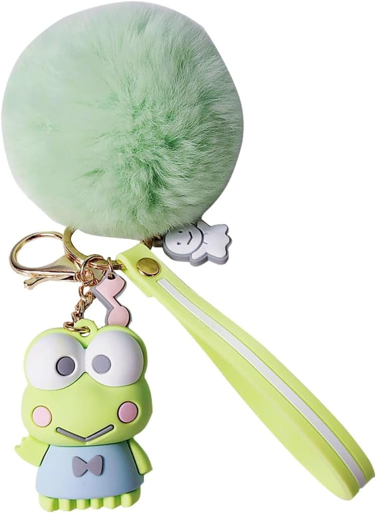 Cute Kuromi Keychains for Girls, Kawaii Hello-kitty Pom Pom Fuzzy Key ...