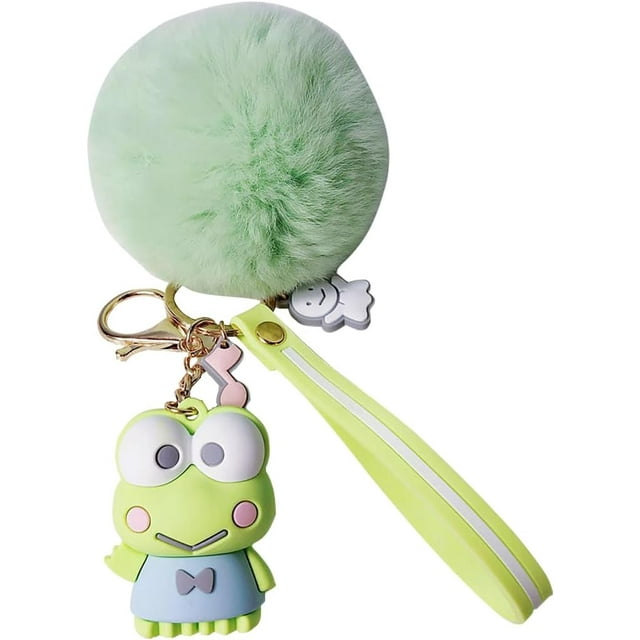Cute Kuromi Keychains for Girls, Kawaii Hello-kitty Pom Pom Fuzzy Key ...