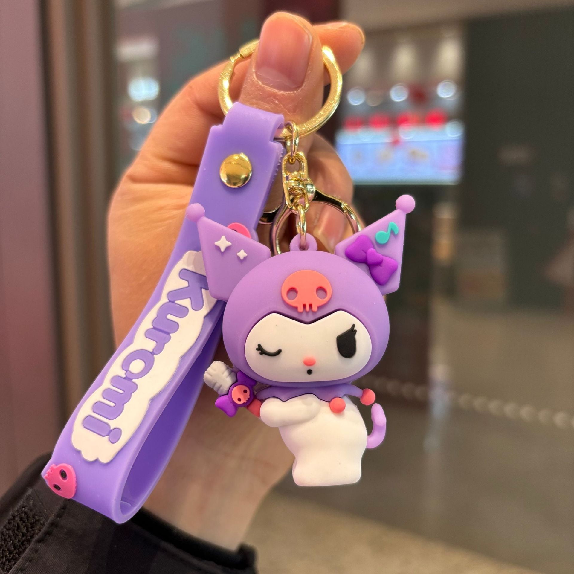 Cute Kuromi anime keychains, kawaii keyring merchandise, gifts for ...