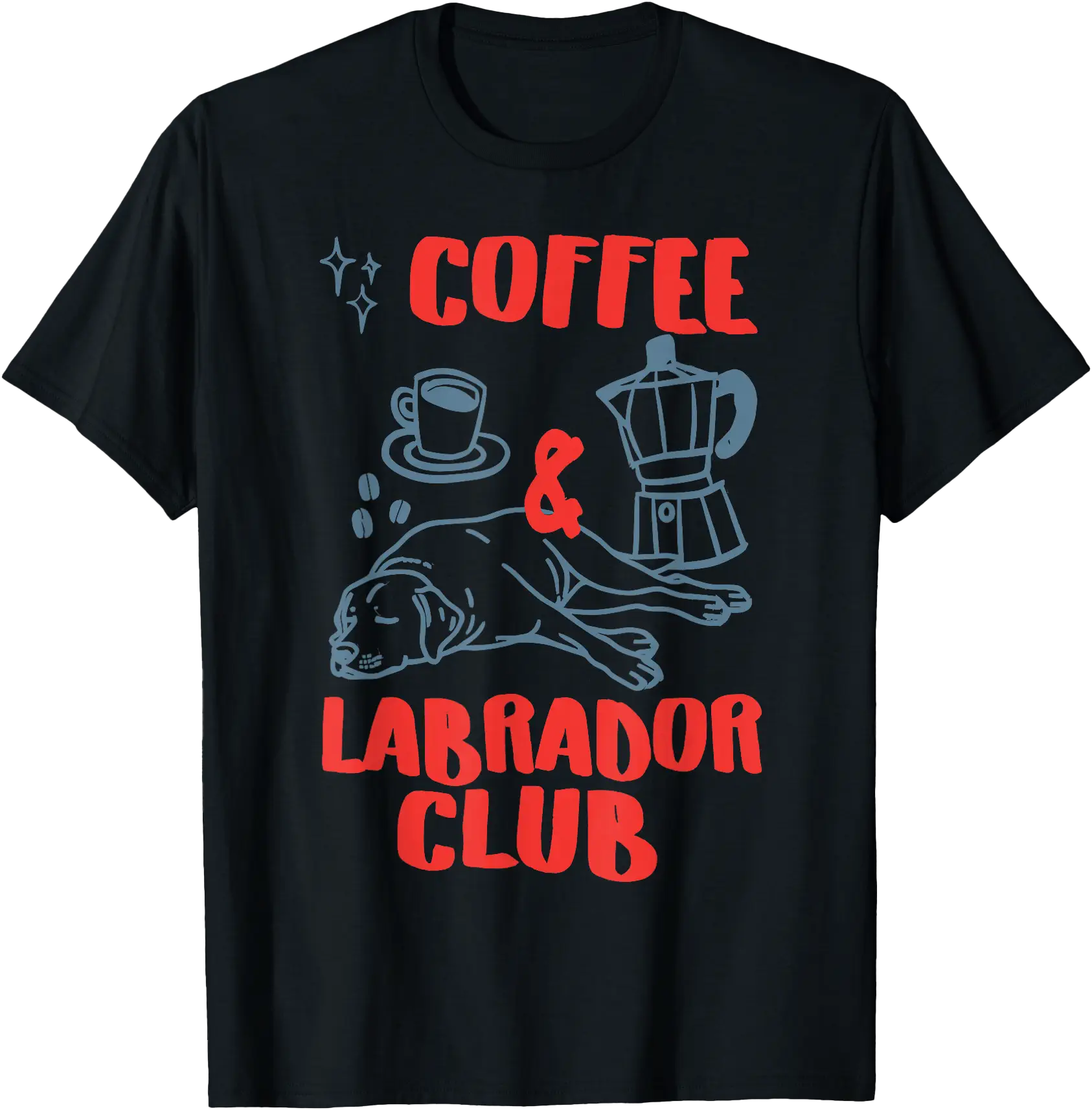 Cute Labrador Coffee Club Illustration T-Shirt for Dog Lovers - Walmart.com