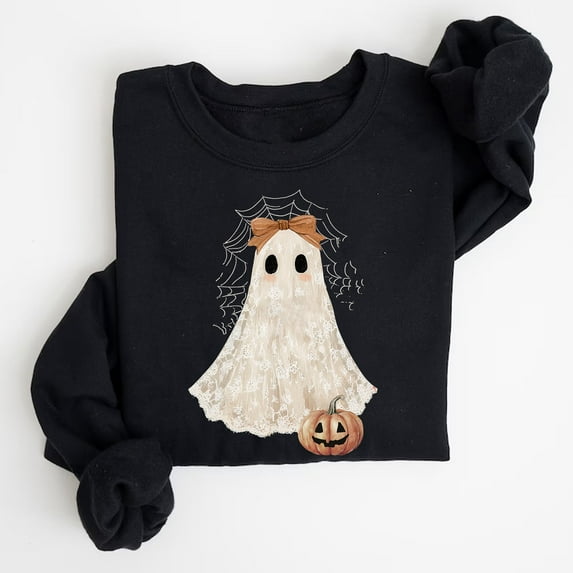 Cute Lace Ghost Pumpkin Shirt, Halloween Ghost Shirt, Spooky Ghost ...