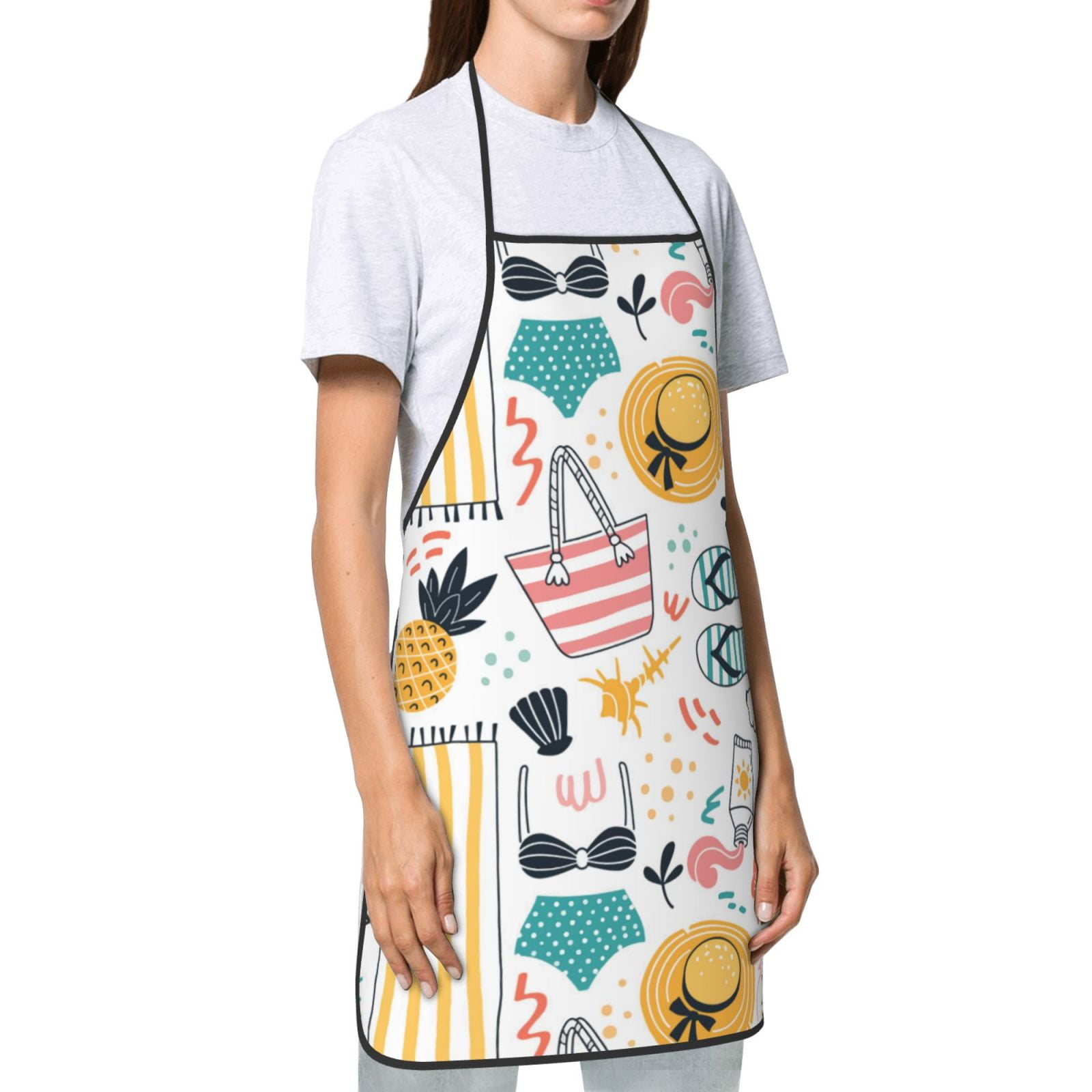 Cute Lady Fruits Kitchen Aprons For Men & Women, Soft 100% Polyester ...