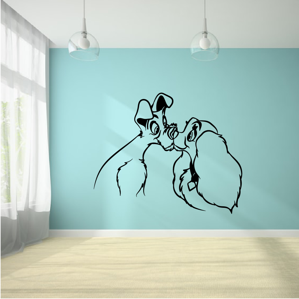 Cute Lady And The Tramp Silhouette Disney Character Wall Sticker For ...