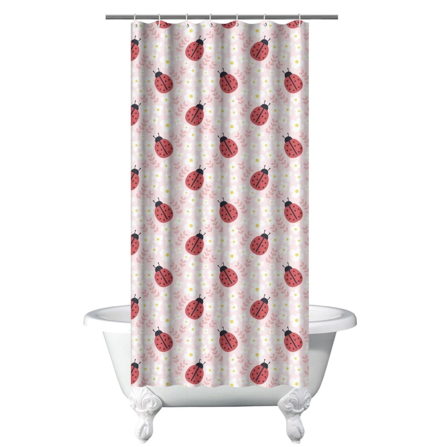 Cute Ladybug Bathroom Curtain - Nature Insect & Polka Dot Design, 36" x ...