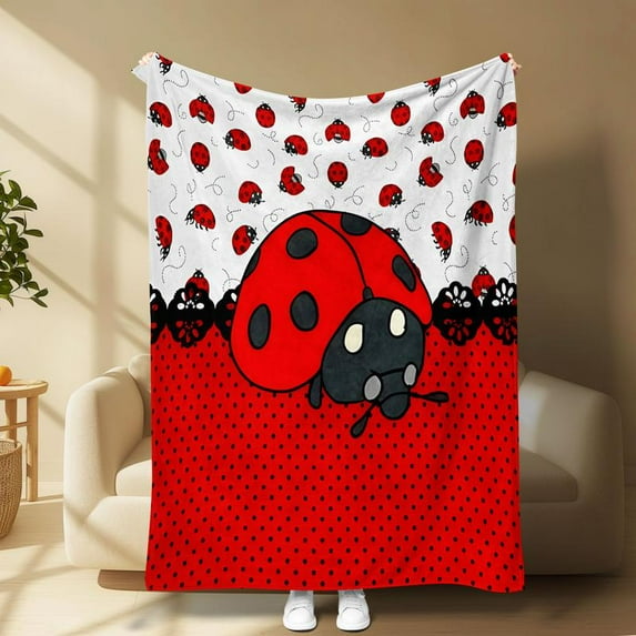 Cute Ladybug Pattern Blanket, Soft Touch for Naps & Office Use, Home ...