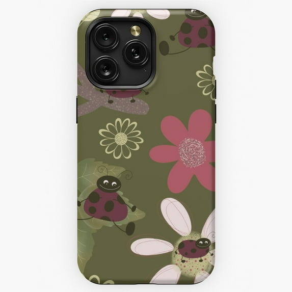 Cute Ladybugs Flowers Bright Garden Art Pattern iPhone Case 17 through ...
