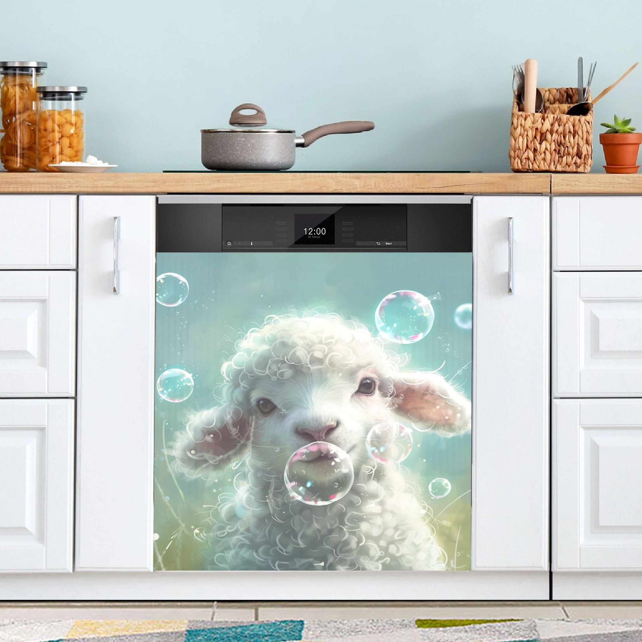 Cute Lamb Blow The Bubbles Dishwasher Magnet Refrigerator Magnetic ...