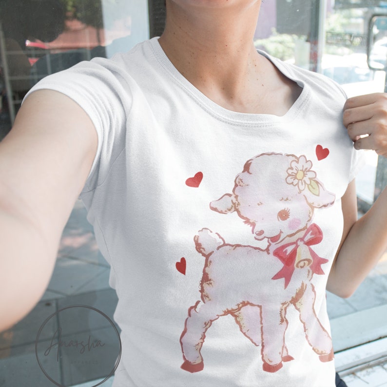 Cute Lamb T-shirt, Vintage Coquette Clothing, Cottagecore Aesthetic ...