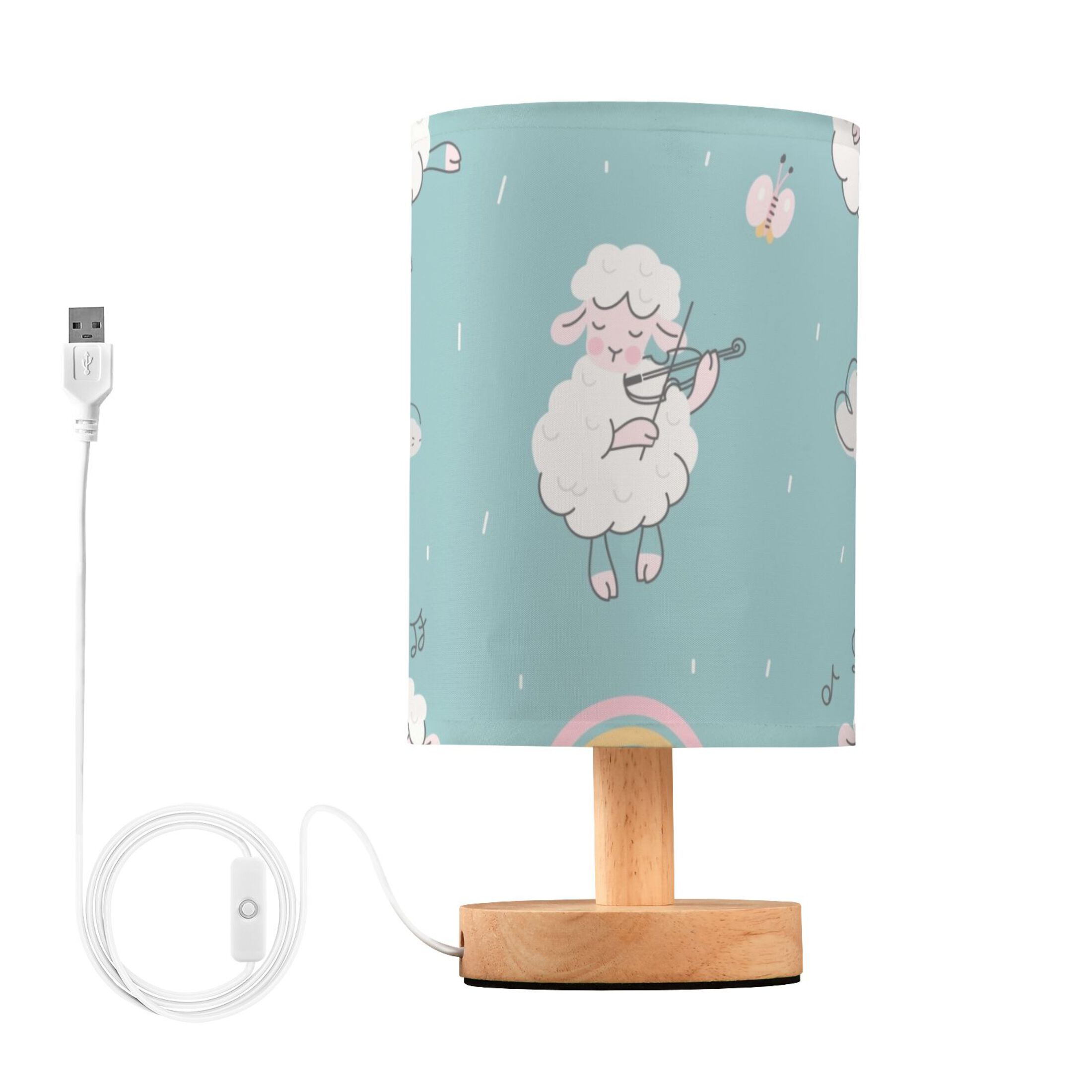 Cute Lamb and Rainbow Bedside Table Lamp LED Warm Lights with USB ...