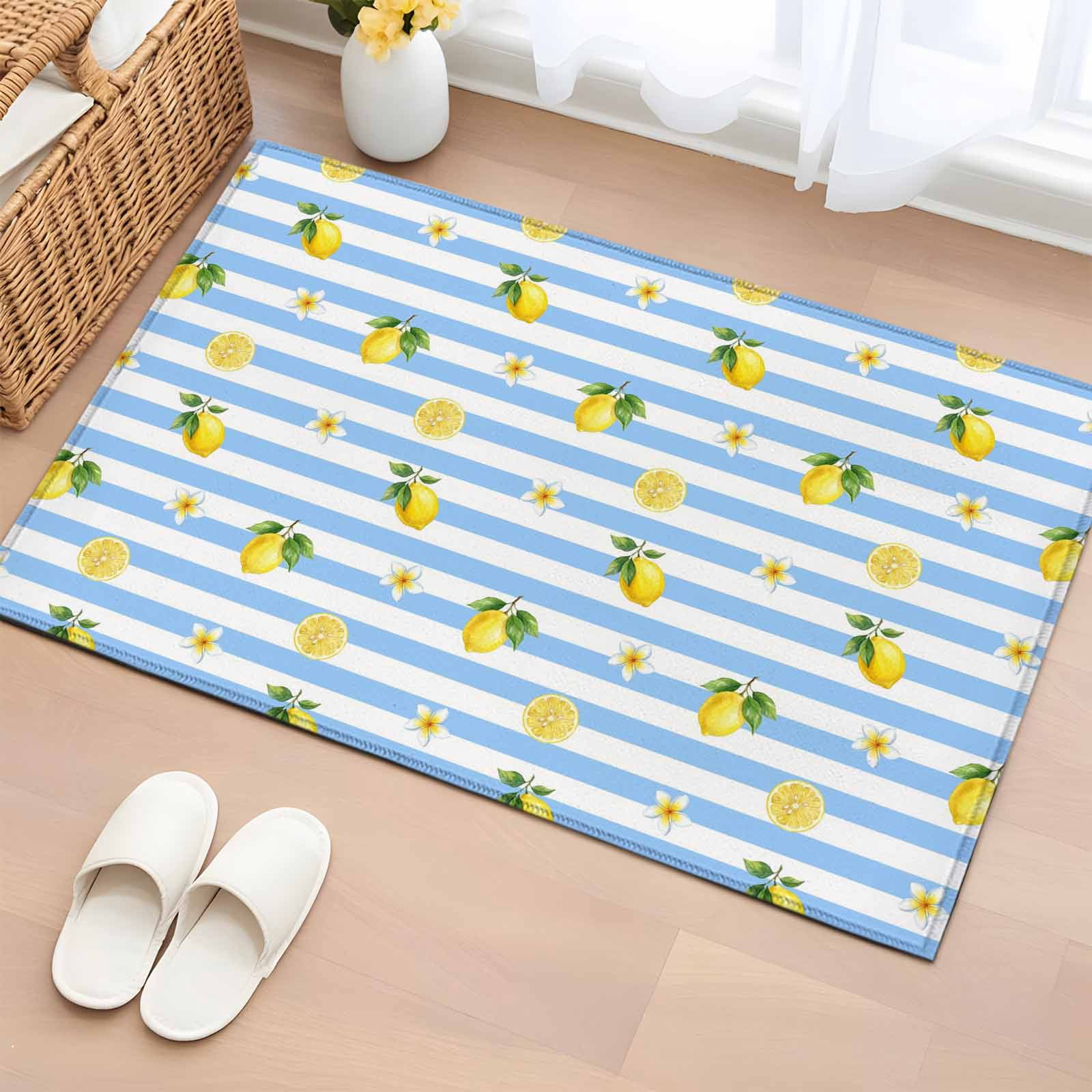 Cute Lemon Floral Entryway Rug 2'x3' Non Slip Front Door Mats ...