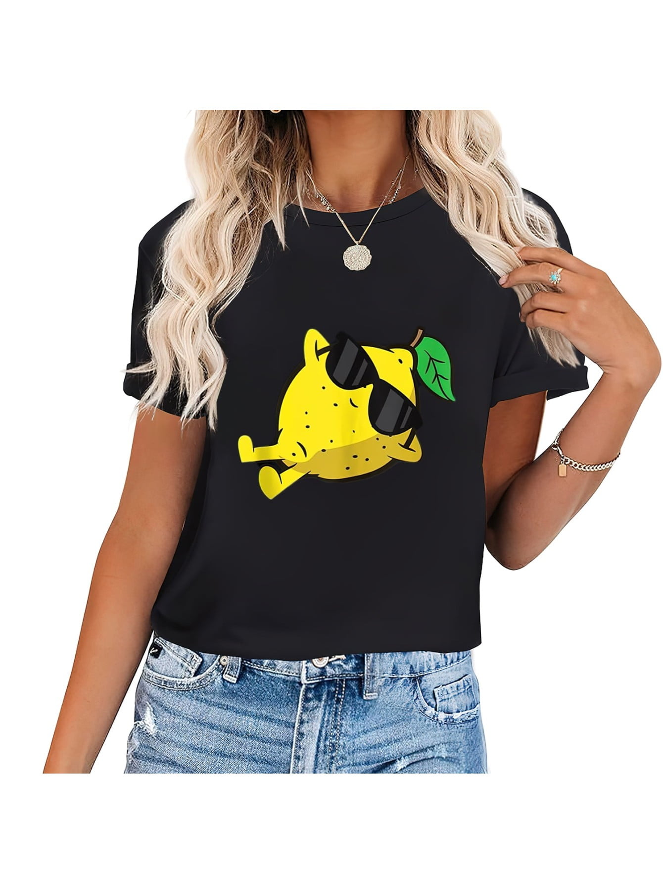 Cute Lemon Fruit Relaxing Lazy Citrus Lemon T Shirt - Walmart.com