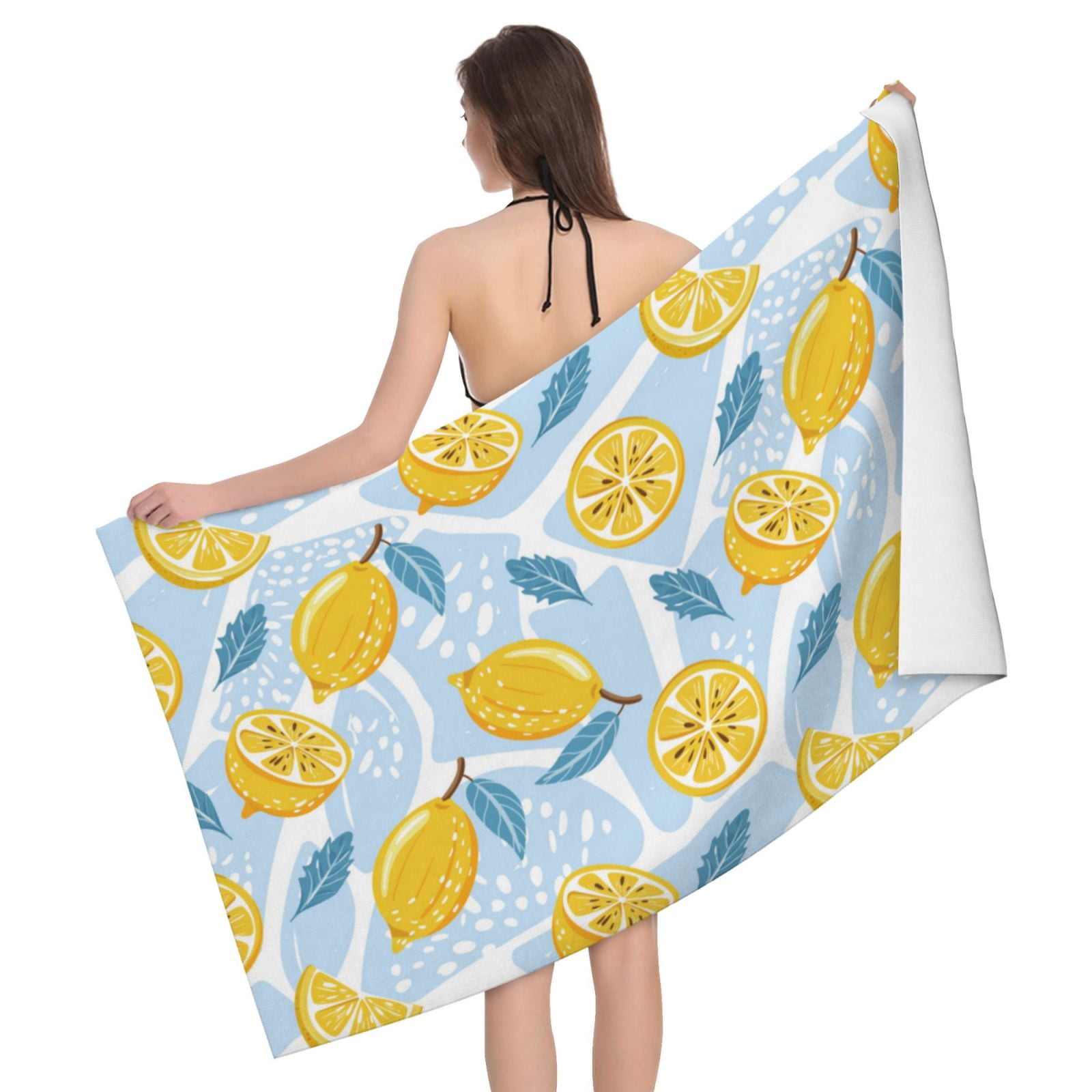 Cute Lemon Ice Blue Bath Towel, Highly Absorbent towels for bathroom Quick Drying Microfiber ...