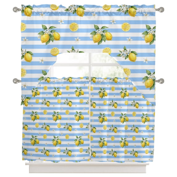 Cute Lemon Summer Kitchen Curtains Swag Valance and Tier Curtains Set ...