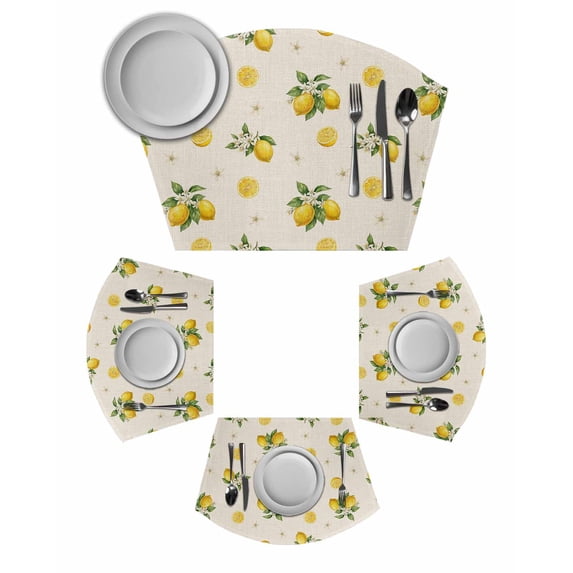 Cute Lemon Summer Round Table Placemats Set of 2 Wedge Placemats ...