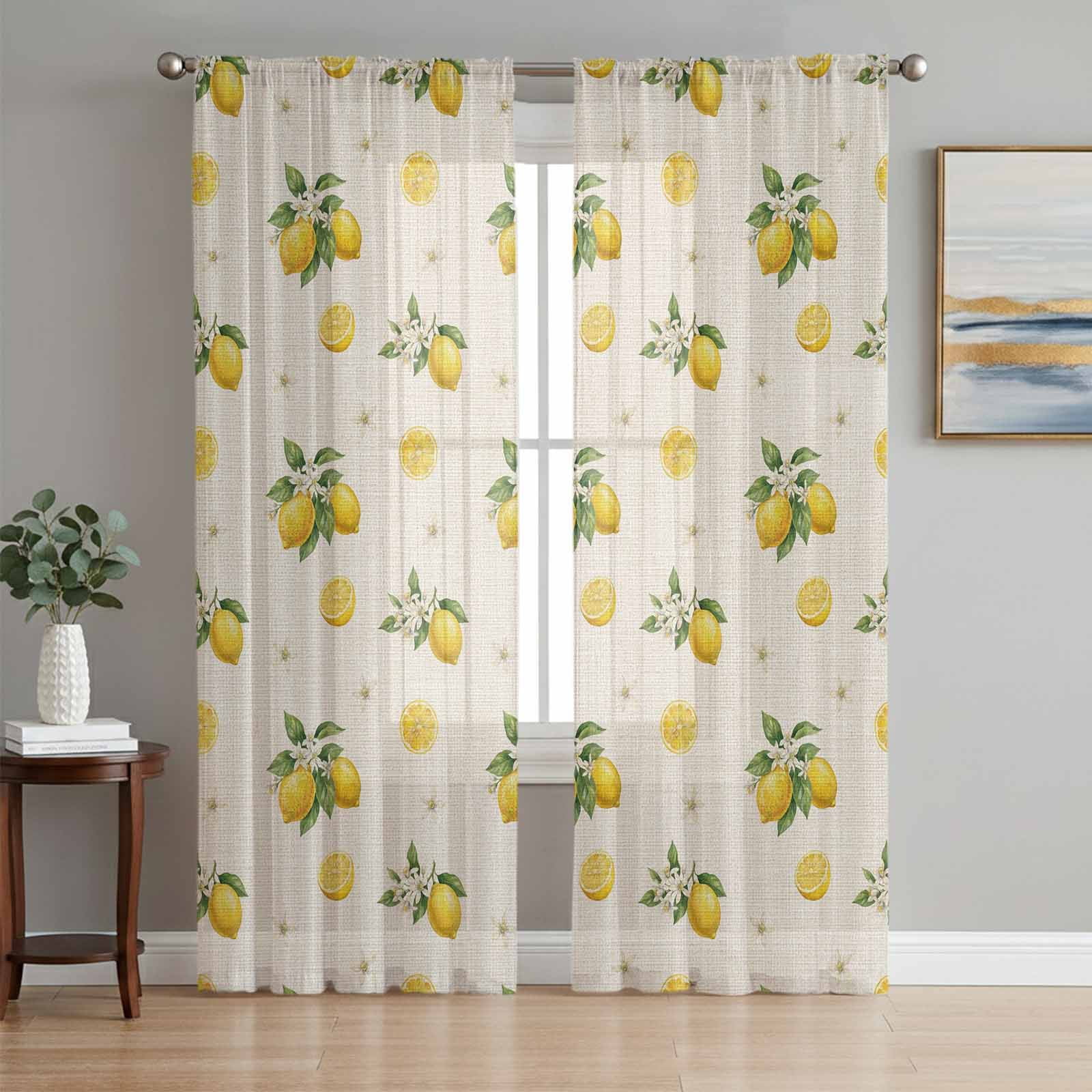 Cute Lemon Summer Sheer Curtains for Living Room Bedroom Farmhouse ...