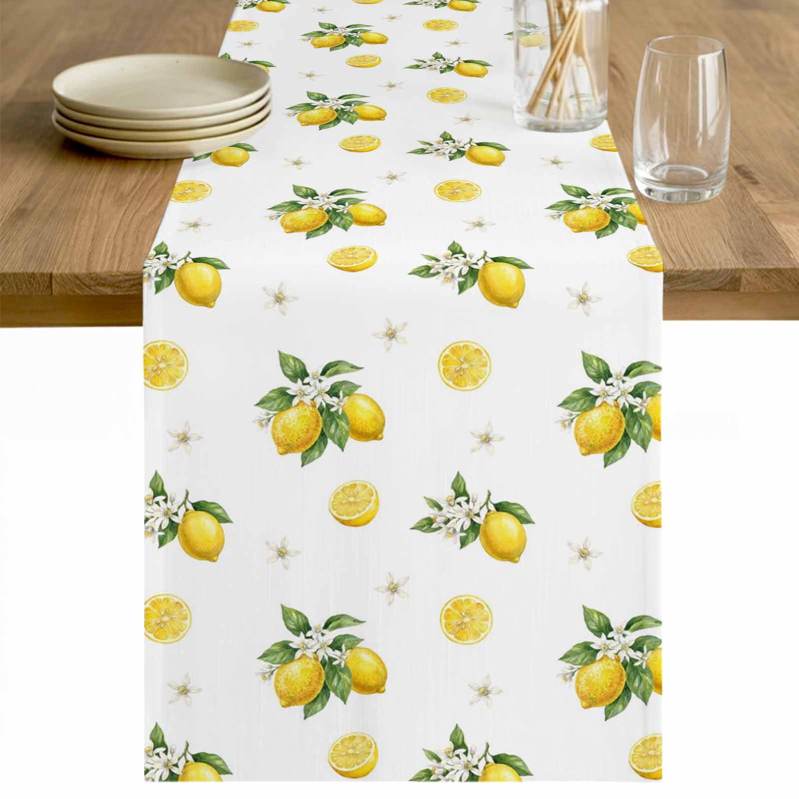 Cute Lemon Summer Table Runner - 72 Inch Long Farmhouse Floral ...