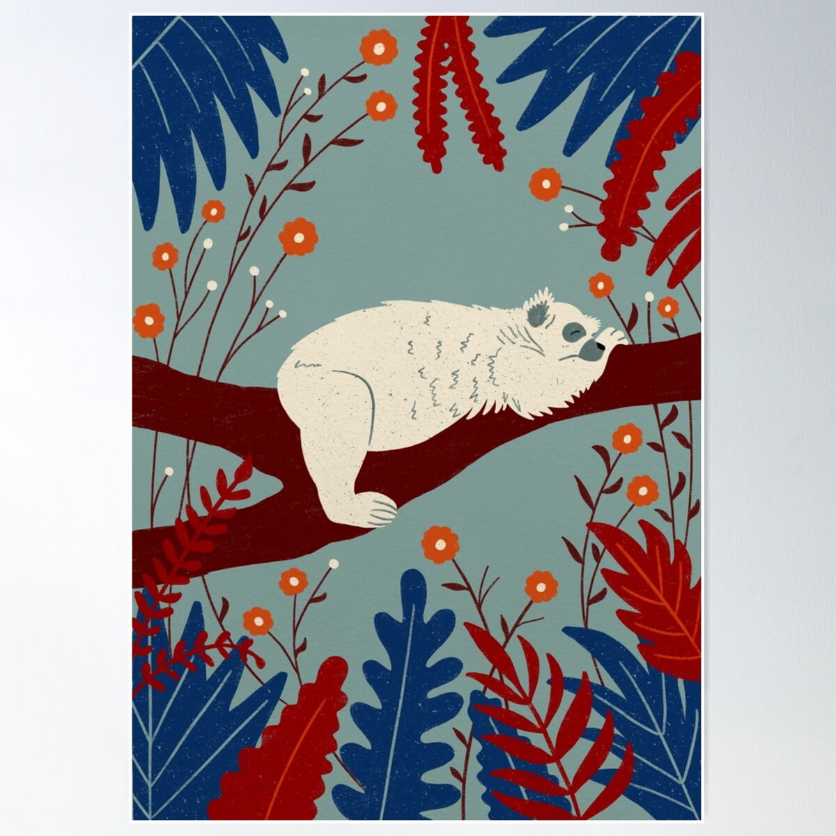 Cute Lemur Sleeping On A Tree - Cute Animal Illustration Poster Wall ...