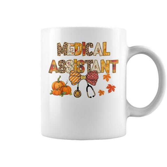 Cute Leopard Medical Assistant Stethocope Fall Coquette Bow Coffee Mugs ...