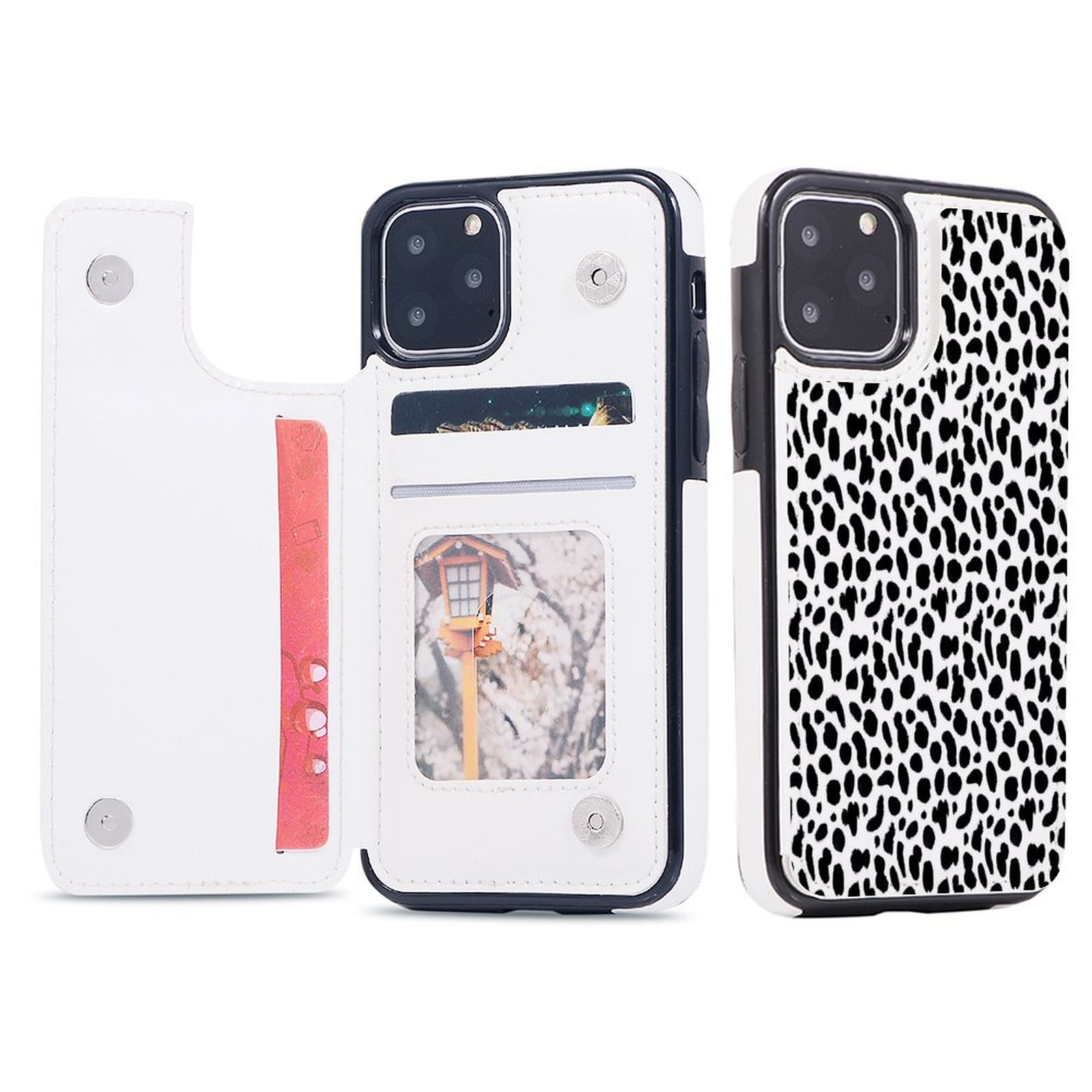 Cute Leopard Print Leather Wallet Case for iPhone 16 15 14 13 12 11 Pro ...