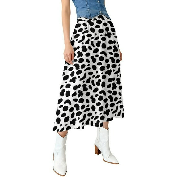 Cute Leopard Print Women High Waist Midi Skirt Elegant Midi Skirt High ...