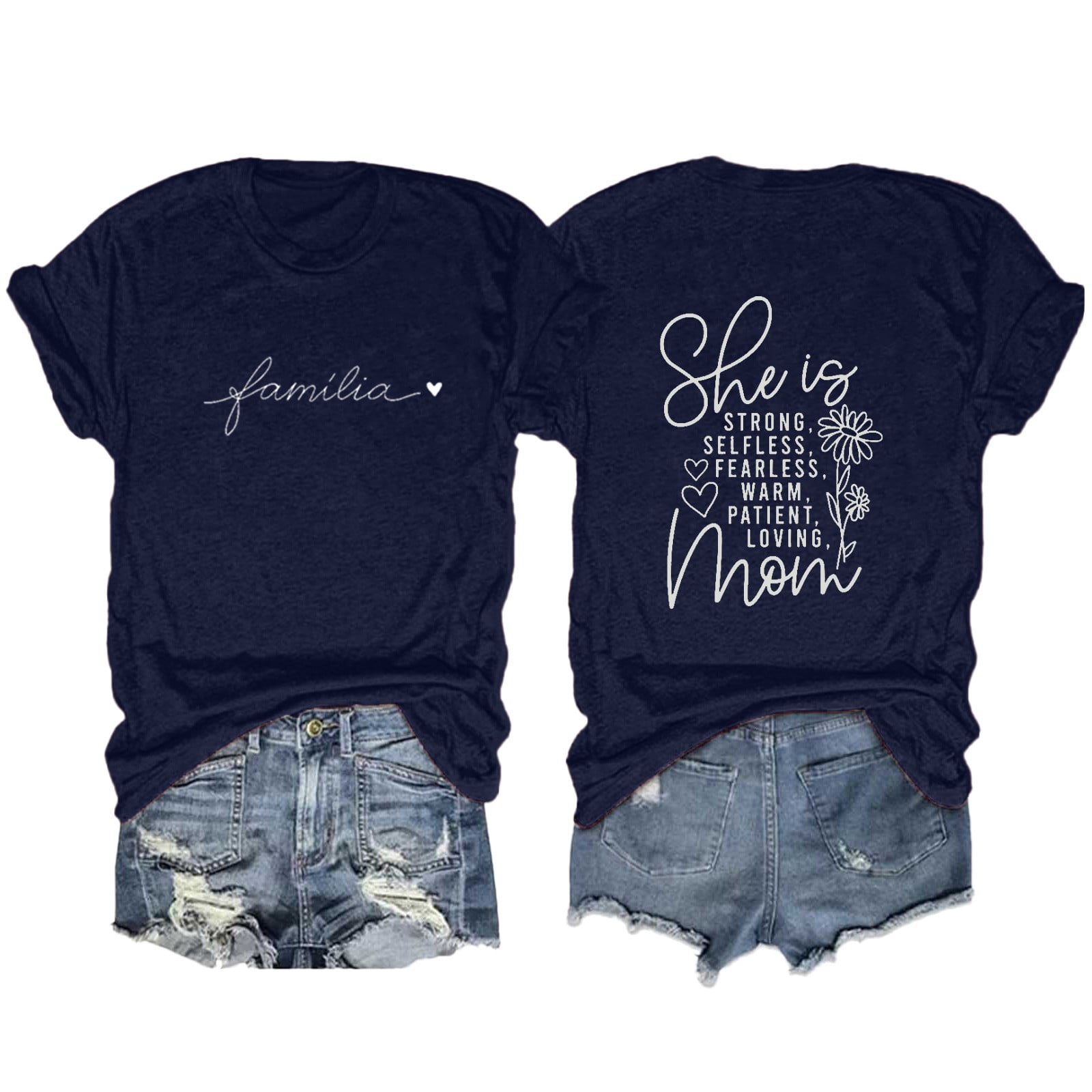 Cute Letter Print Women T Shirt Double Printing Short Sleeve Shirts For