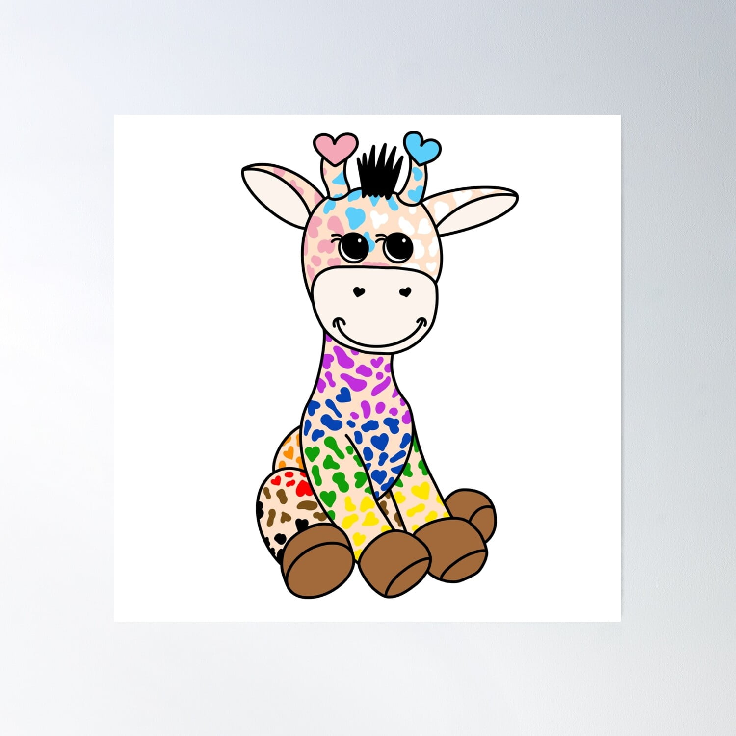 Cute Lgbtq+ Rainbow Giraffe Quasar Progress Pride Flag Poster Wall Art ...