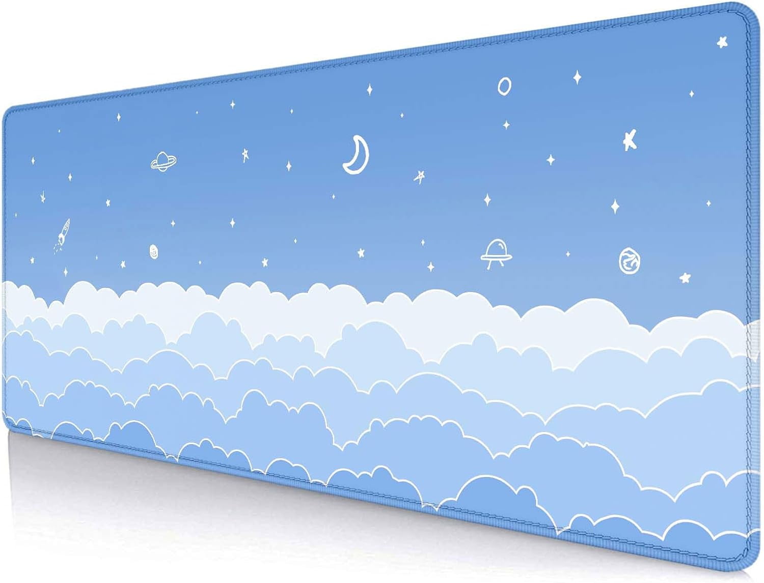 Cute Light Blue Desk Mat Mousepad, Kawaii Anime Gaming Deskmat Pastel ...