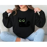 Cute Lil Black Cat Creepy Halloween Kitty Simple Themed Graphic Print ...