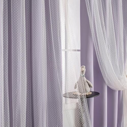 Cute Lilac Curtains for Girls Bedroom & Purple Lavender Blackout ...