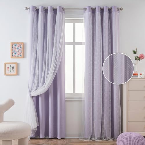 Cute Lilac Curtains for Girls Bedroom & Purple Lavender Blackout ...