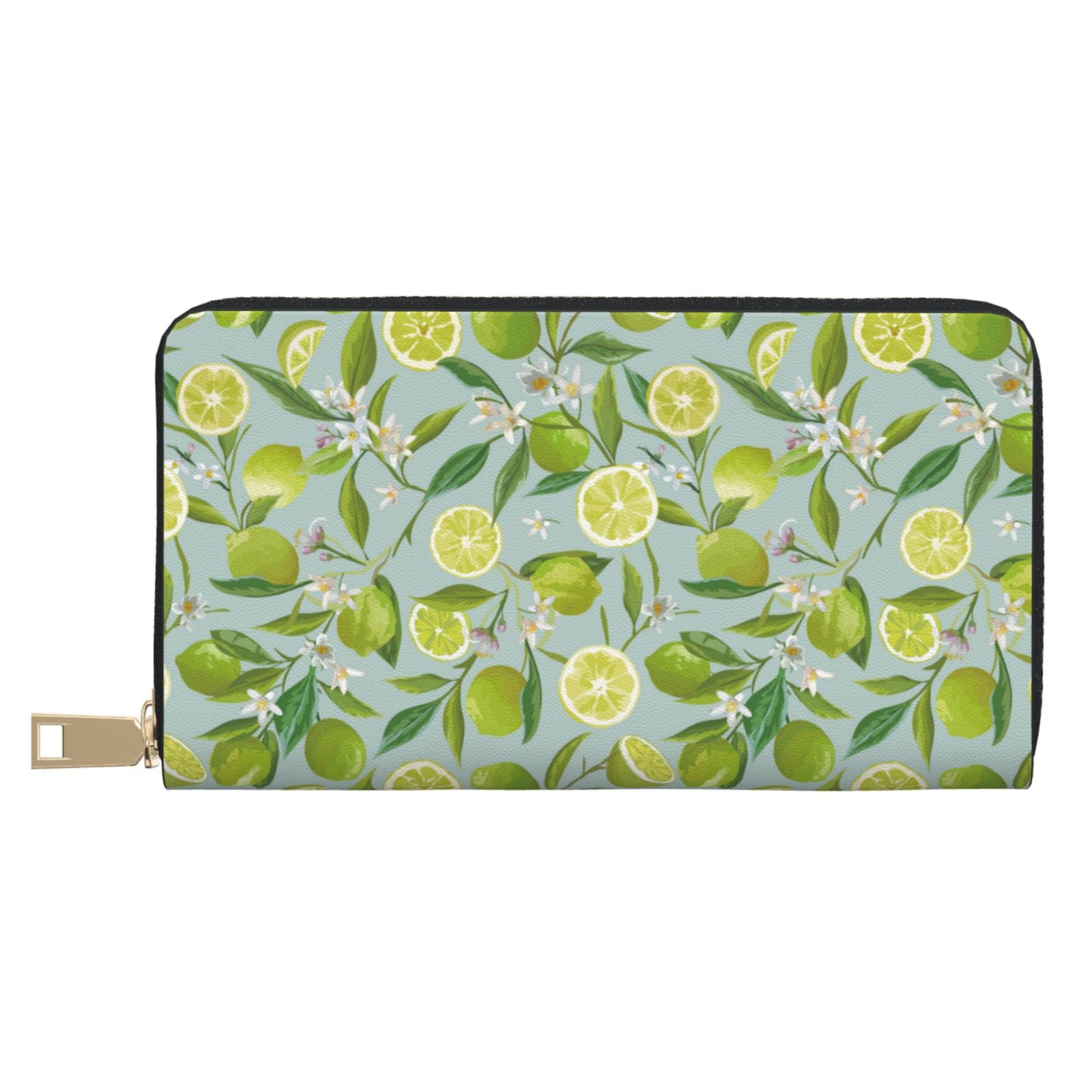 Cute Limes Purple Flowers Wallet Women, Leather Bifold Multi Card Wallet, Women's Wallets, Long ...