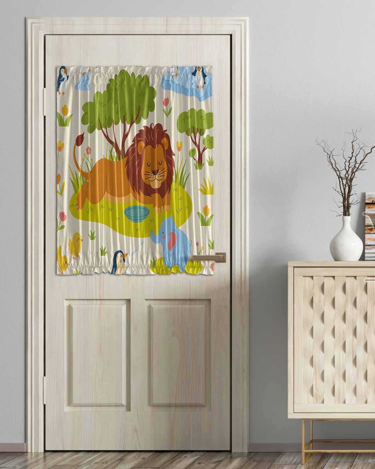 Cute Lion Blackout Door Curtains for French, Glass,Front, Back, Patio ...