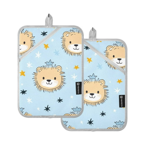 Cute Lion Faces with Crowns Stars Pot Holder Heat Resistant Mat Oven ...