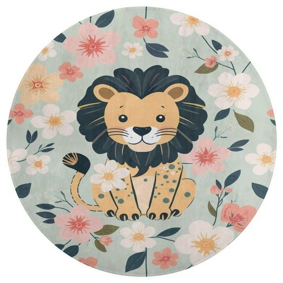 Cute Lion Floral Print Rugs for Bedroom Large Area Living Room ...