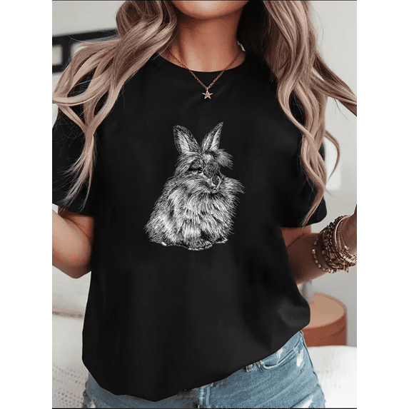 Cute Lionhead Bunny Rabbit Sketch Themed Premium Graphic Unisex T-Shirt ...