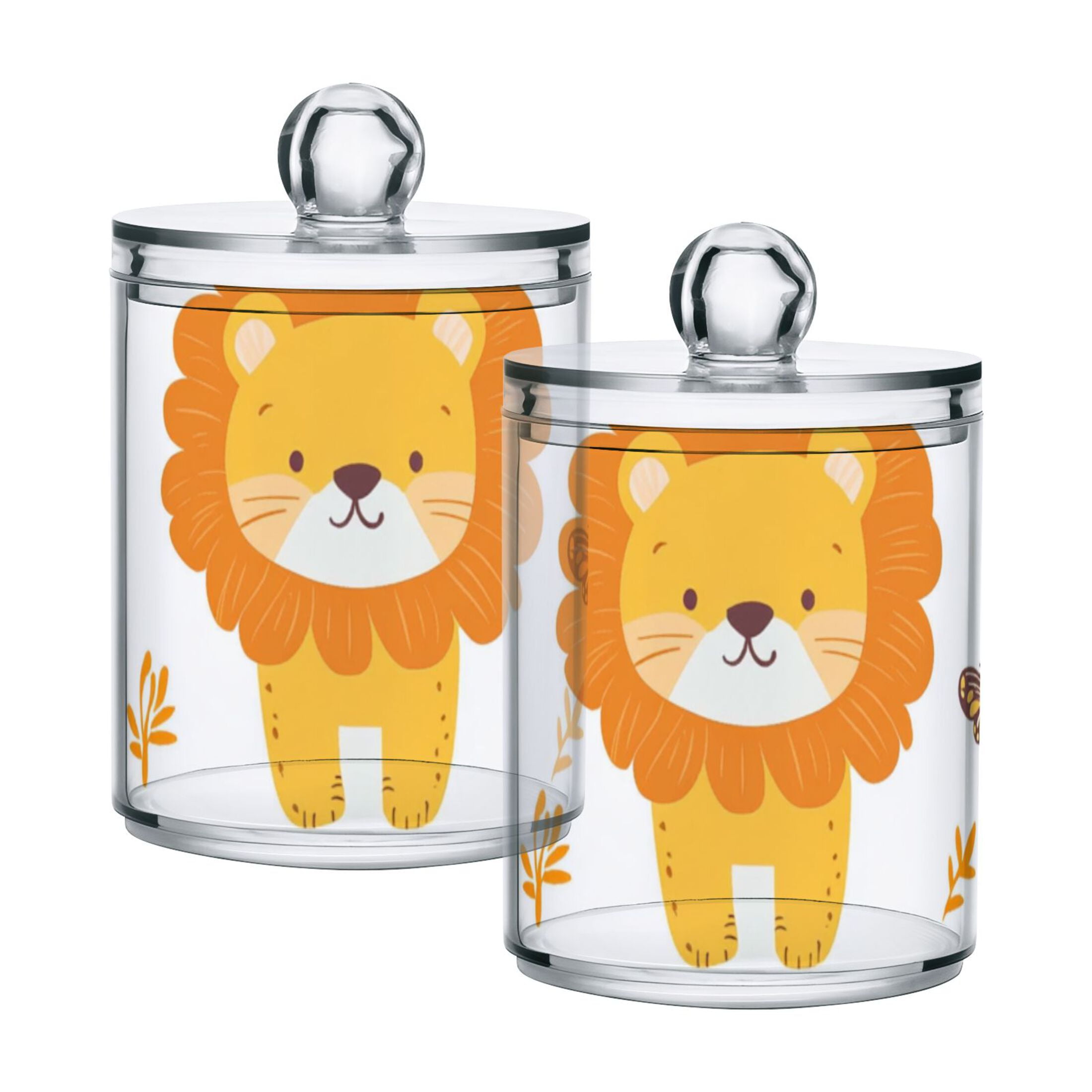 Cute Lions and Butterflies Translucent Plastic Cans Storage Canisters ...