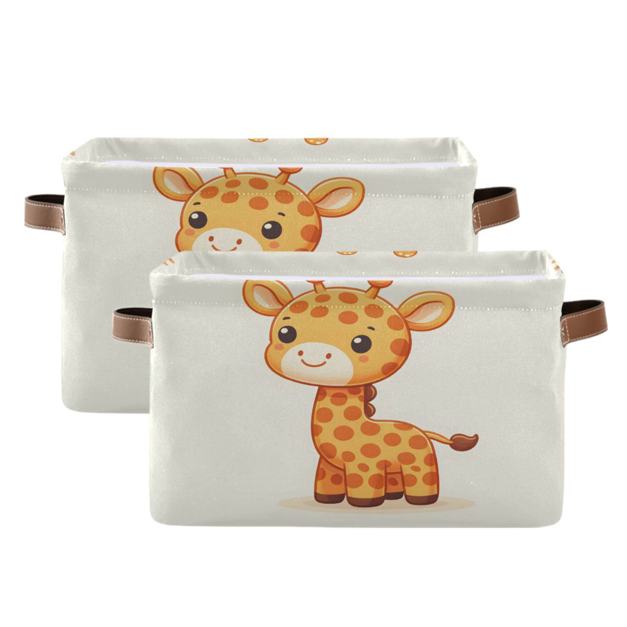 Cute Litter Giraffe Storage Bins with Handle Fabric Organizer Basket ...