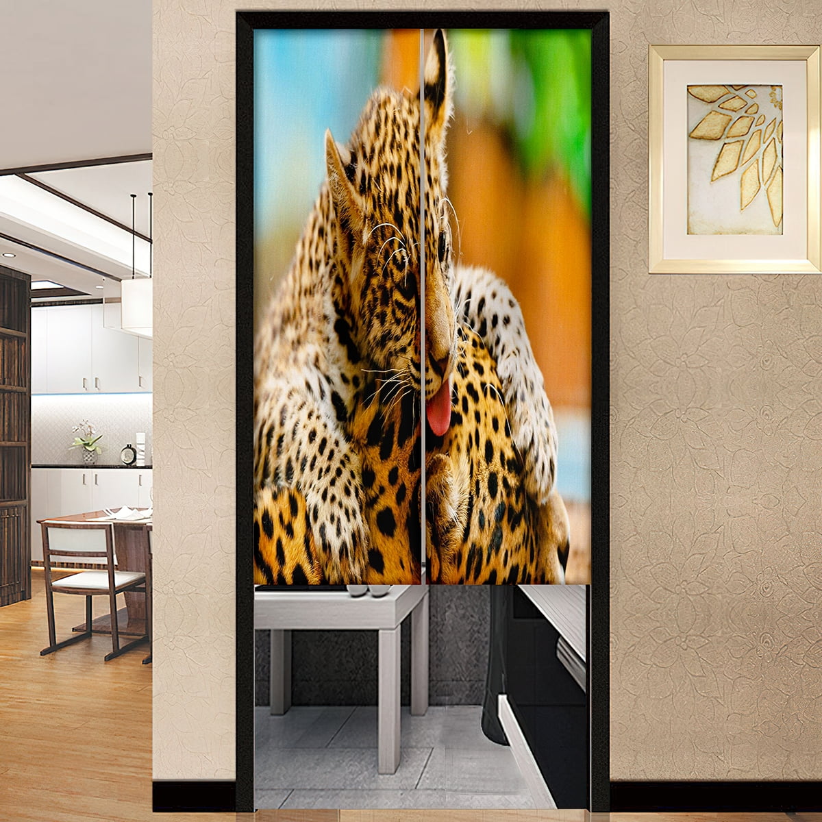 Cute Little African Leopard Door Curtains Bedroom Kitchen Living Room ...