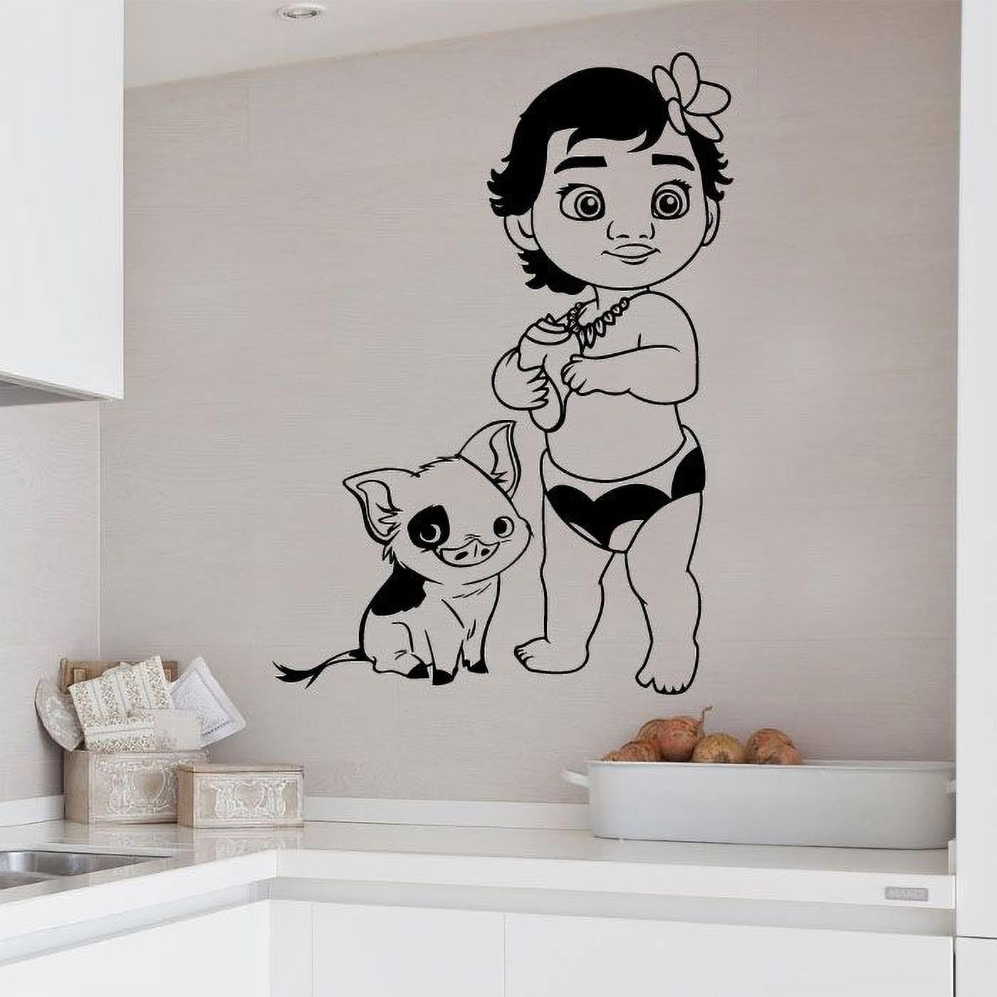 Cute Little BabyMoana And Pig Pua Vinyl Wall Art Sticker Decal Moana ...