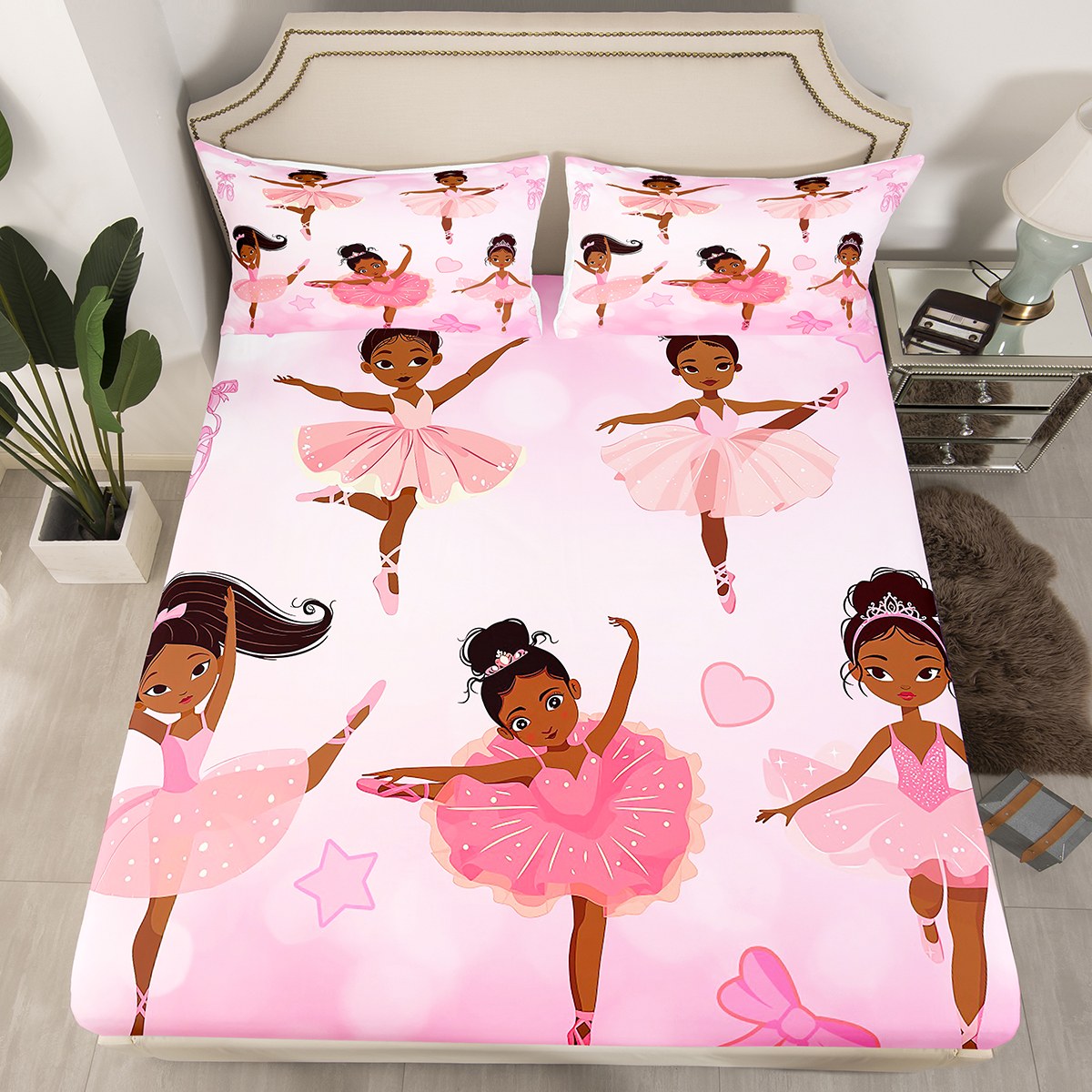 Black Girls Full Sheet Set for Girls,Cartoon Unicorn Sheets American ...