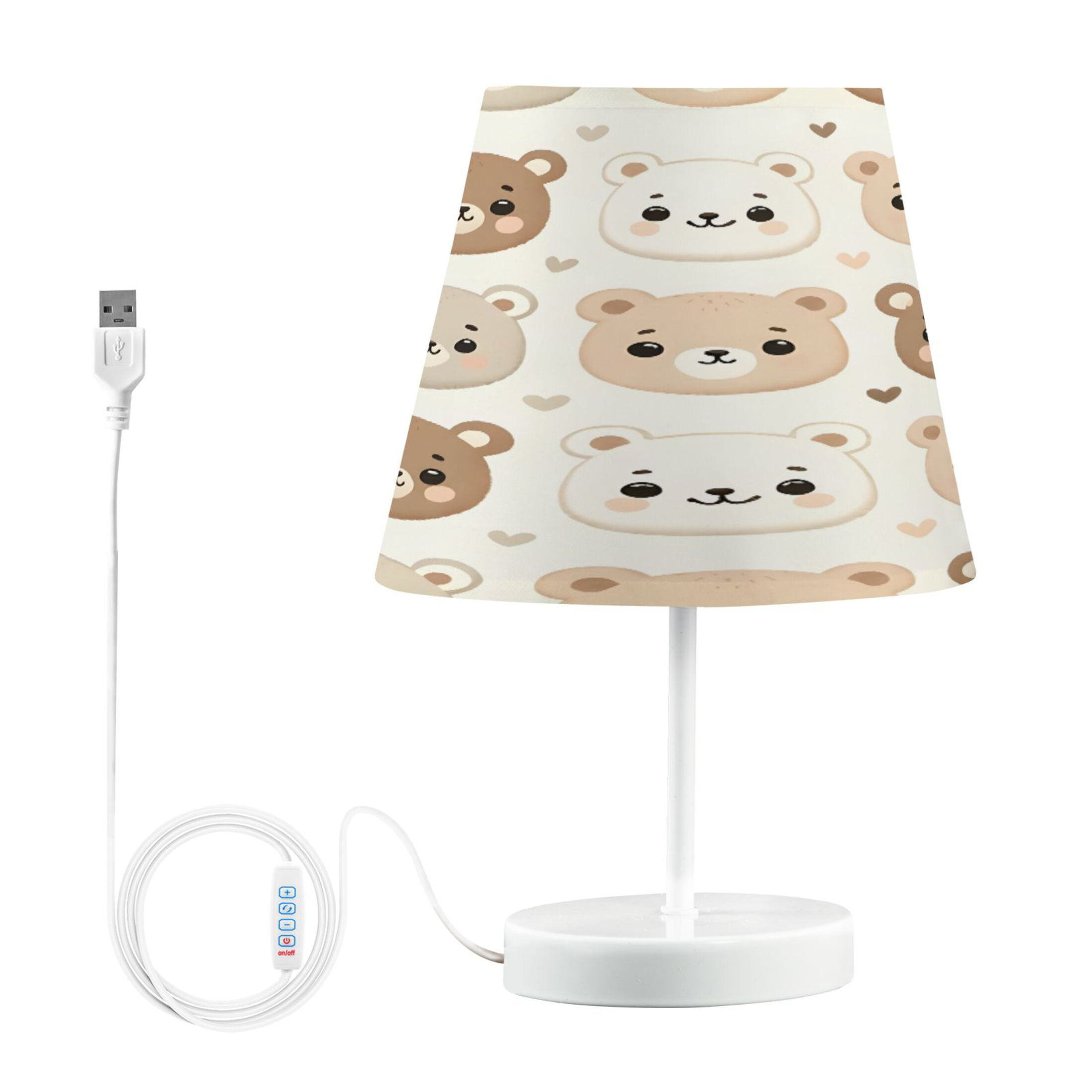 Cute Little Bear Face Desk Lamp LED Table Nightstand Lamps with 3 Color ...