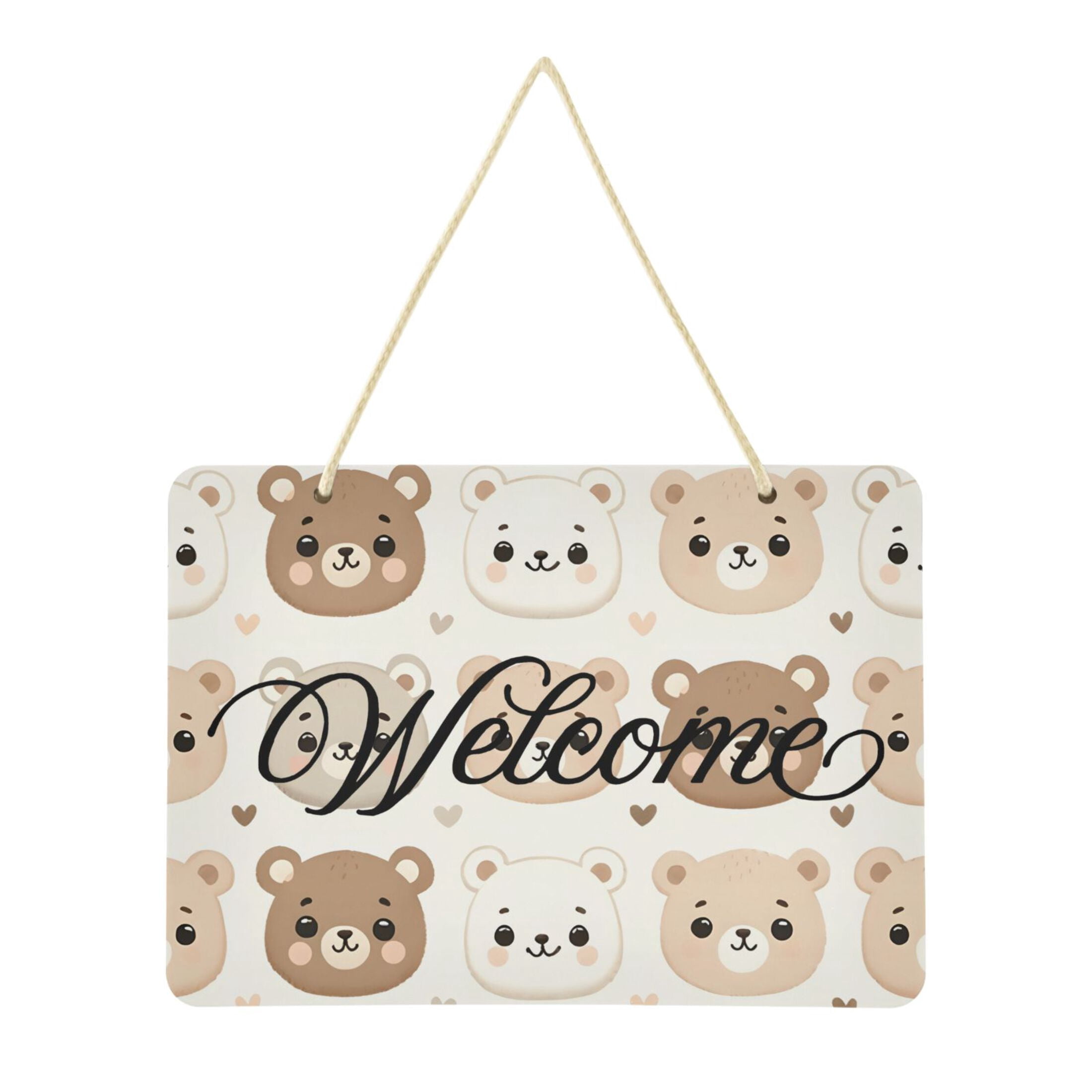 Cute Little Bear Face Welcome Sign Front Door PVC 14x10 inch Hanger ...