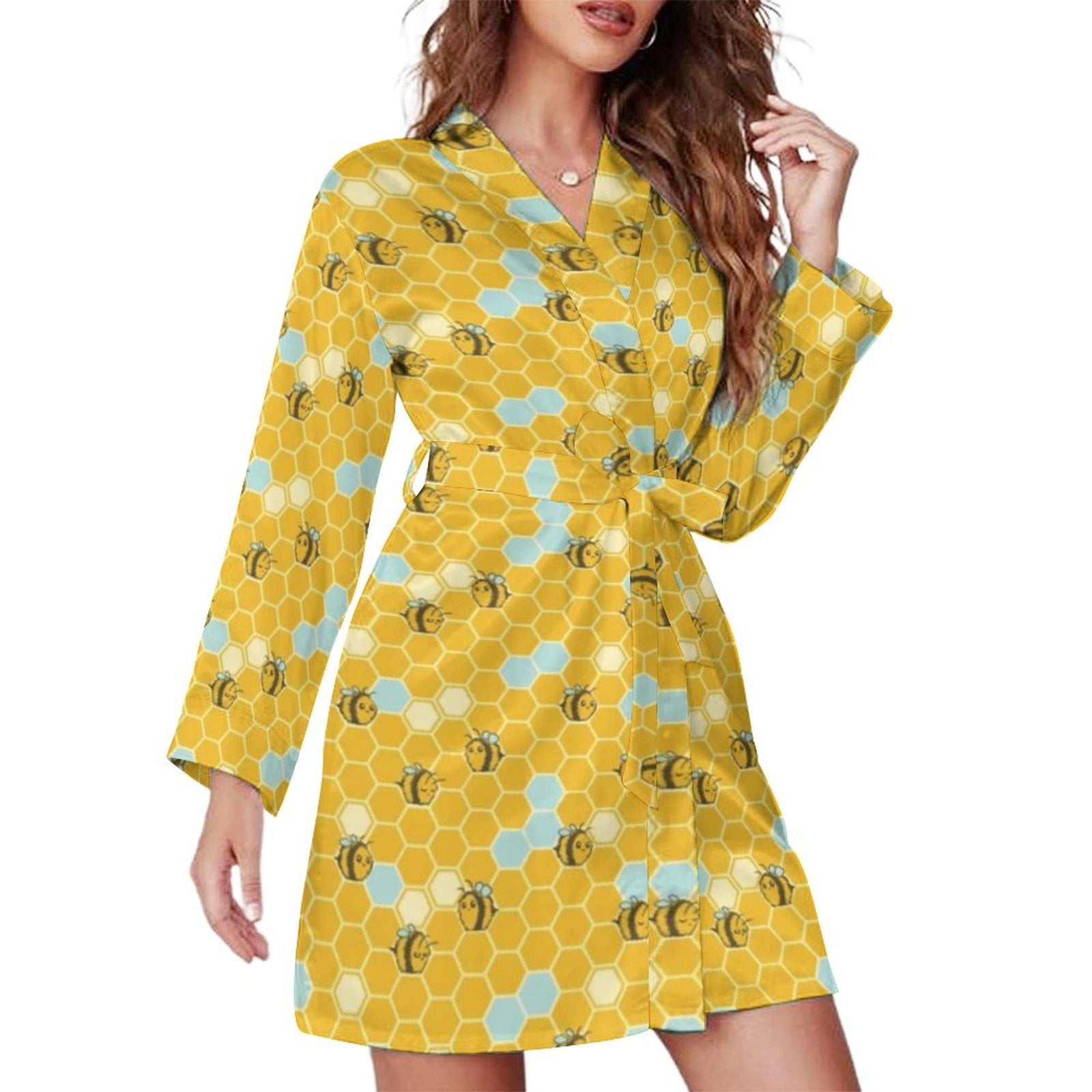 Cute Little Bees Pajama Robe Cartoon Animal Print Long-Sleeve Fashion ...