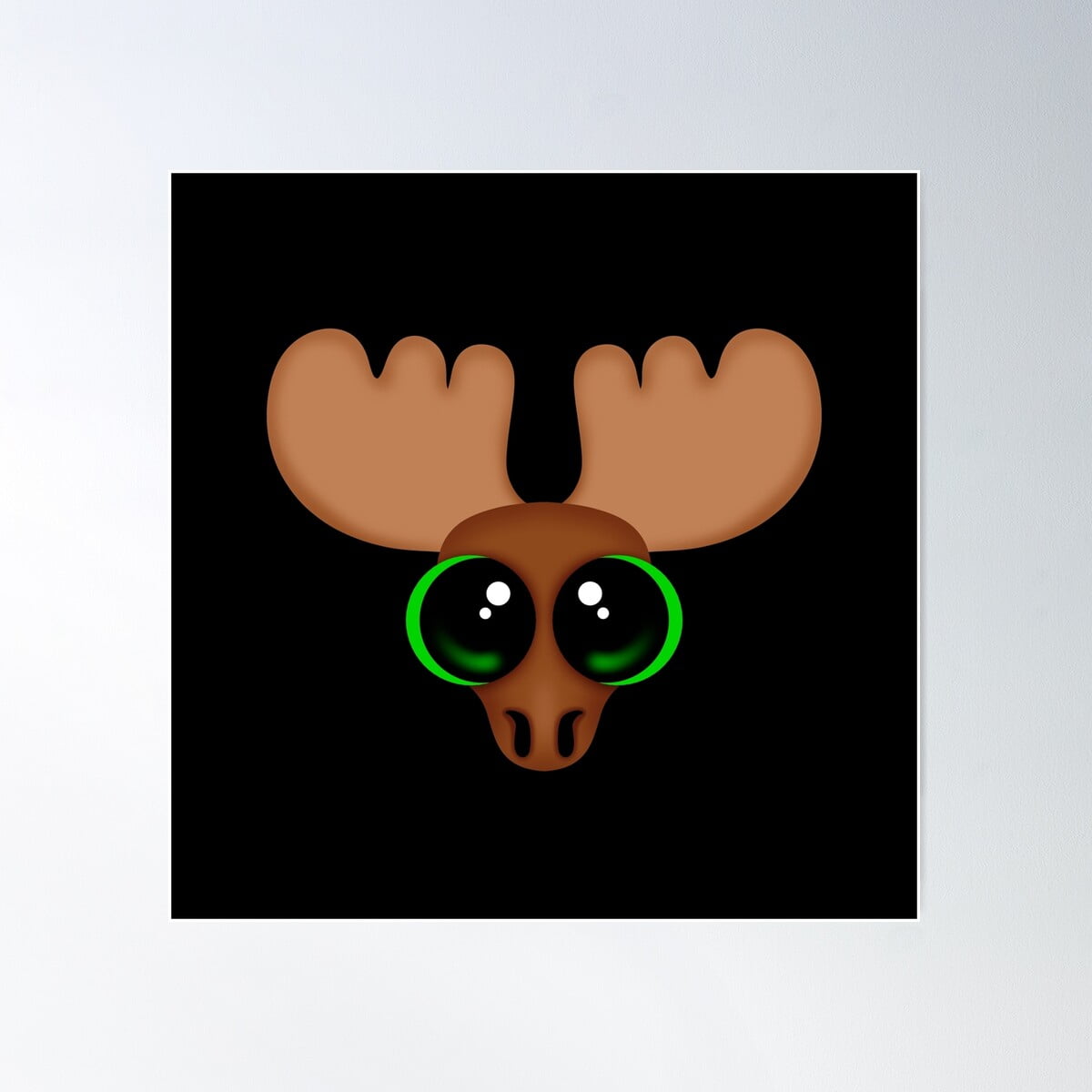 Cute Little Big Eyed Moose Poster Wall Art, Modern Wall Decor For ...