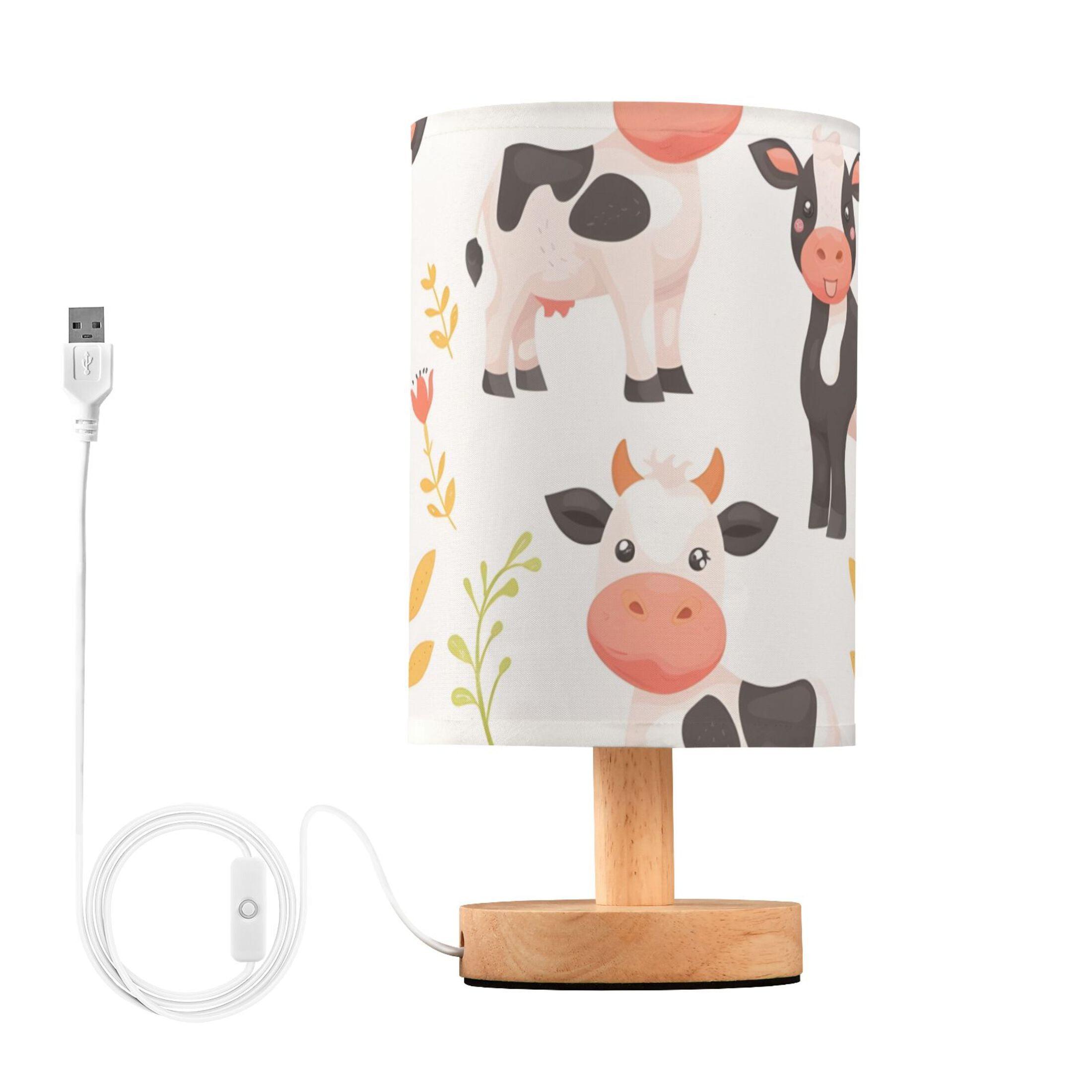 Cute Little Cow Bedside Desk Lamp LED Table Nightstand Lamps Warm Light ...