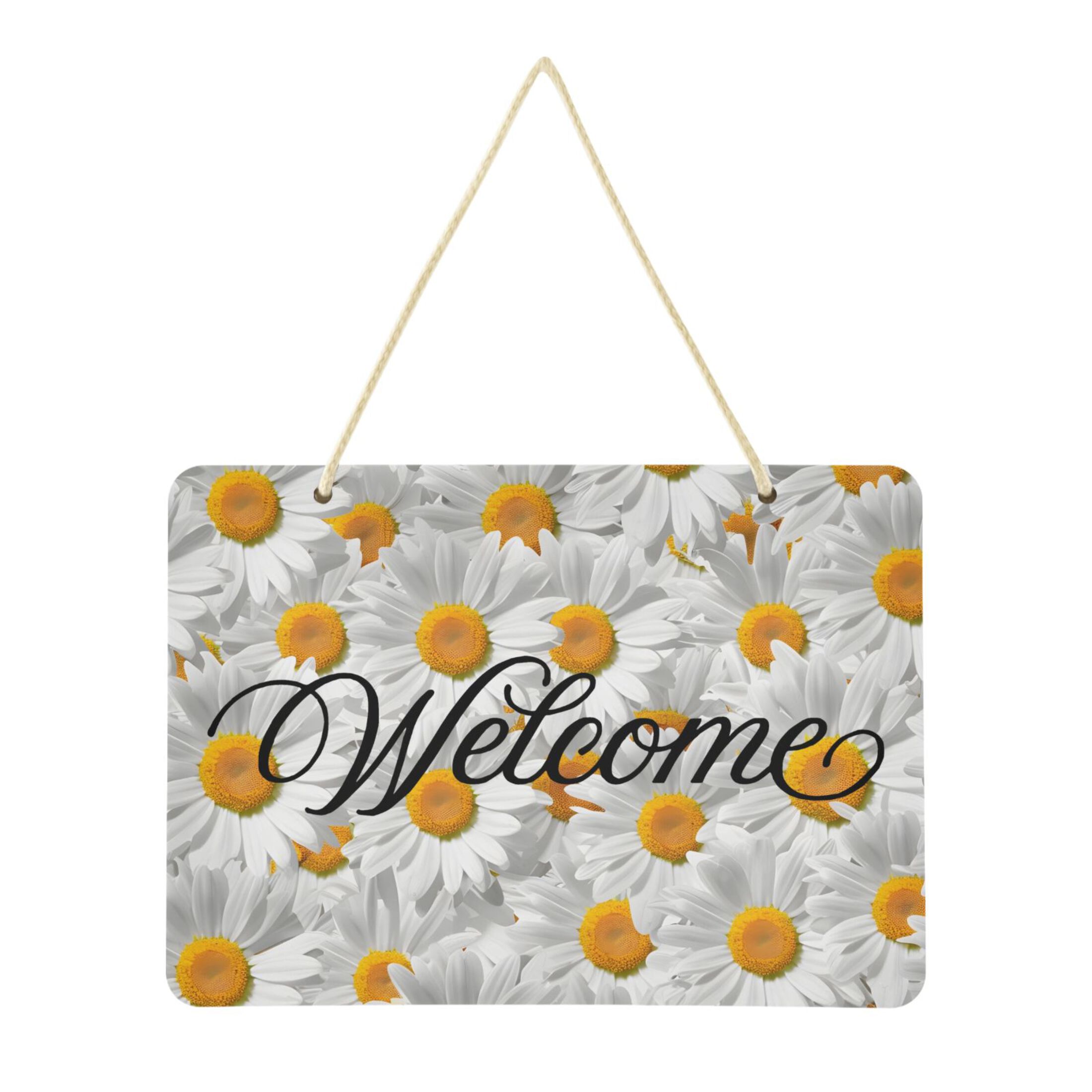Cute Little Daisies Welcome Sign Front Door PVC 14x10 inch Hanger Hello ...