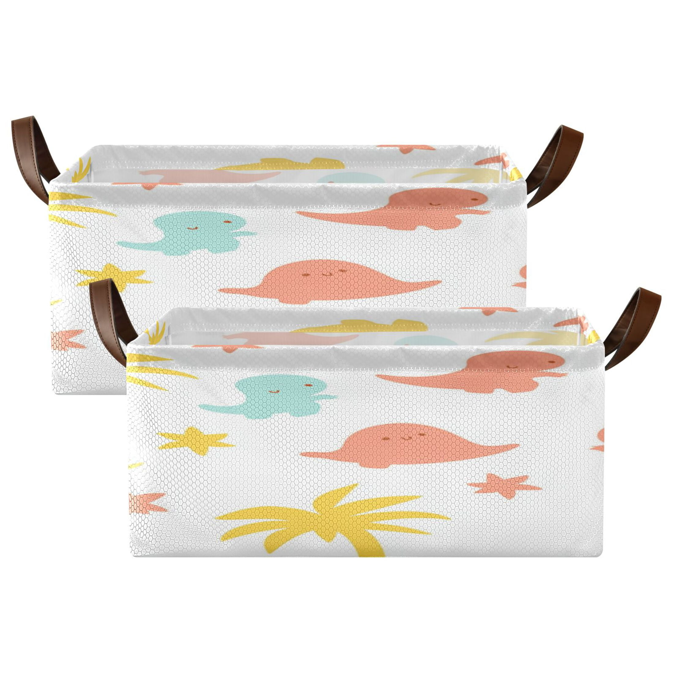 Cute Little Dinosaur Shelf Baskets Set of 2 Foldable Metal Frame Open ...
